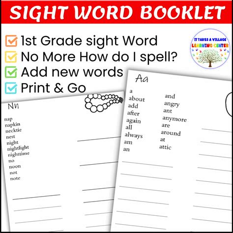 First Grade Sight Words Printable Books