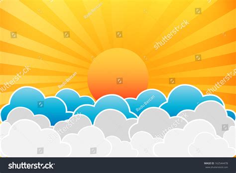 Sun Clouds Vector Illustration Stock Vector Royalty Free 162544478 Shutterstock