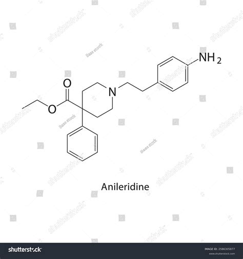 Anileridine Skeletal Structureopioid Analgesic Compound Schematic Stock