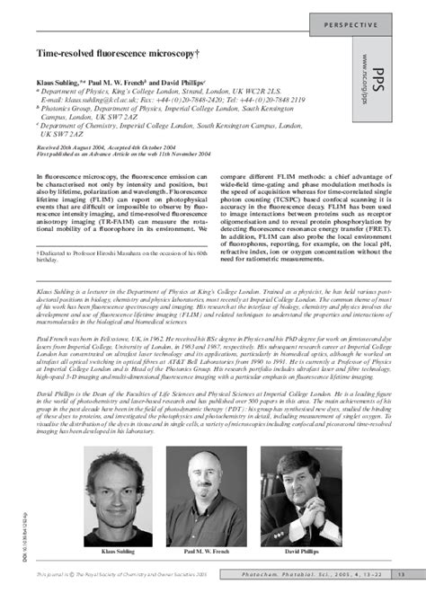 Pdf Time Resolved Fluorescence Microscopy