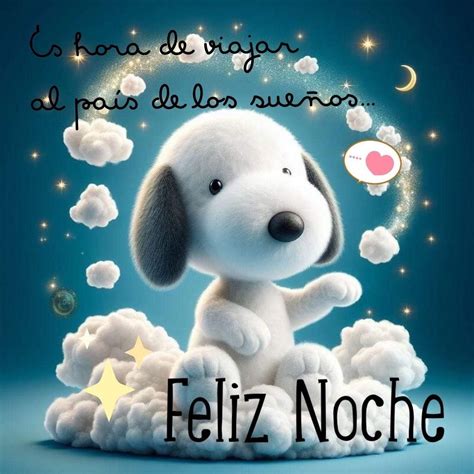 Buenas Noches Amigos Ilustración Del Cielo Nocturno Con Snoopy