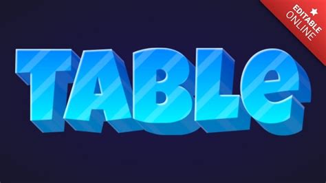 Table Blue Space 3d Text Effect Generator