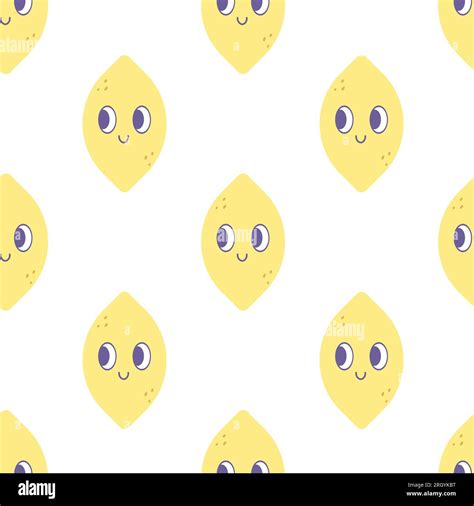 Seamless Groovy Lemon Smiley Pattern Tshirt Style Stock Vector Image