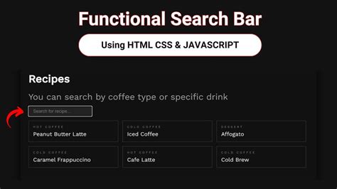 Search Bar Using Javascript Working Search Bar With Html Css