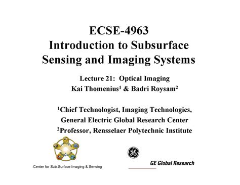 Optical Imaging Lecture Notes Ecse 4963 Docsity