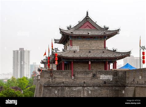 China Xian City Fortification Wall Encircling The Old City