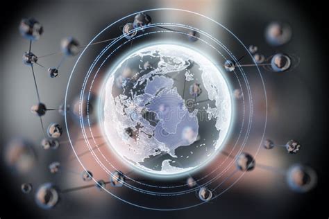 Abstract Glowing Sphere Shape Earth 3d Concept Planet Science And