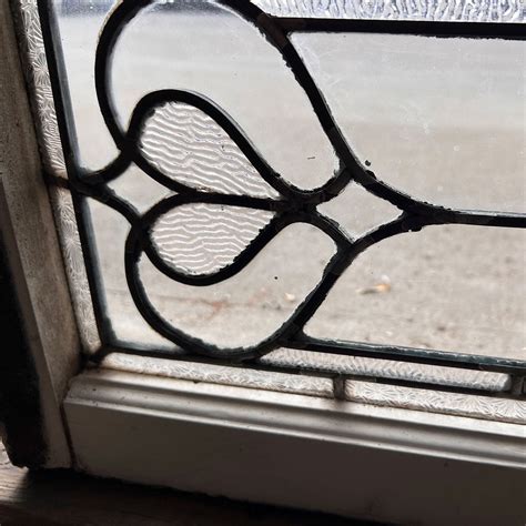 American Art Nouveau Stained Textured And Leaded Clear Glass Transom