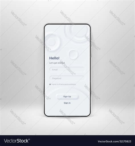 Neumorphic Ui Kit On Smartphone Screen Login And Vector Image