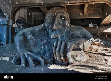 Hdr Photo Of The Fremont Troll Under The Aurora Bridge In Seattles