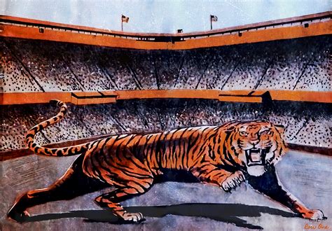 Vintage Detroit Tigers Tiger Stadium Art By Row One Brand Wall Art