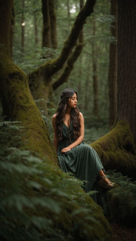 Ethereal Forest Whispers Model Forest Girl In Green Girl In A Forest