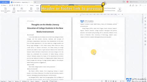 how to set header and footer in odd and even pages respectively wps