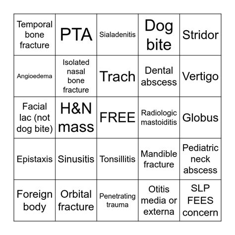 Ent Consult Bingo Card