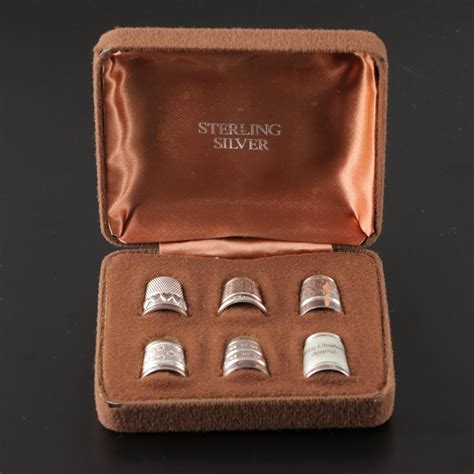 English Sterling Silver Thimbles Late 20th Century Ebth