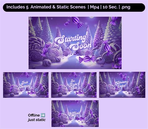 Candy Animated Stream Package Festive Twitch Overlays Holiday Sweet
