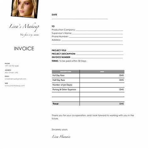 Makeup Artist Invoice Template