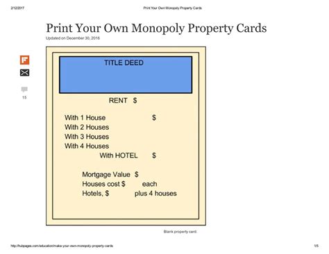 Monopoly Property Cards Template