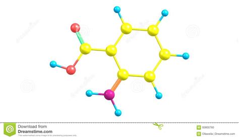 Anthranilic Acid Molecular Structure Isolated On White Stock