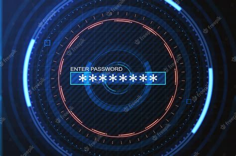 Premium Photo Abstract Digital Round Interface With Password Enter On Blue Background