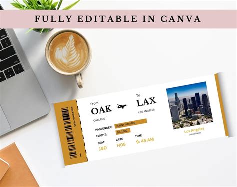 Customizable Boarding Pass Canva Template T Idea Fake Ticket For