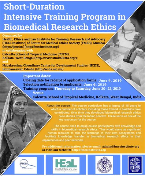 Short Duration Intensive Training Program In Biomedical Research Ethics20 22 June 2019cstm