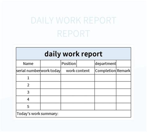 Free Daily Work Report Templates For Google Sheets And Microsoft Excel Slidesdocs