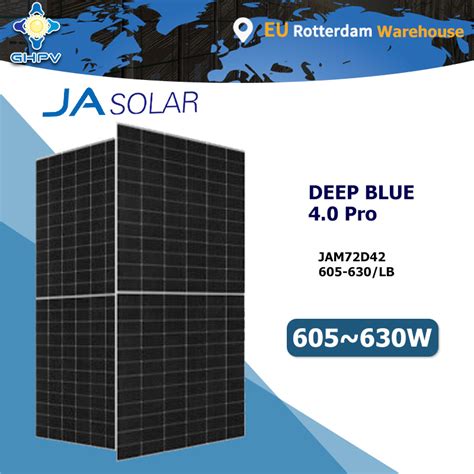 Ja Jam72d42 Lb N Type Bifacial Double Glass 605w 610w 615w 620w 625w