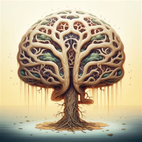 Brain Rooted In Trees Human Brain Growing From A Root On A Tree Branch