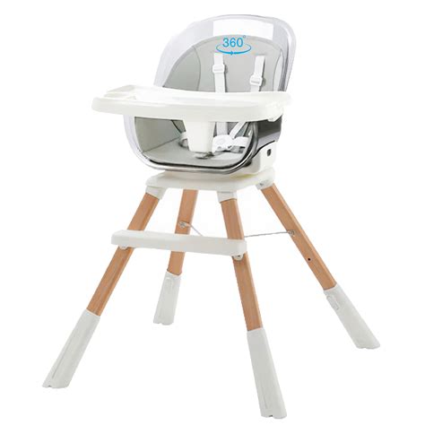 Столче за хранене Kindervibe 360° 6 месеца регулируеми крака от буково дърво Emagbg