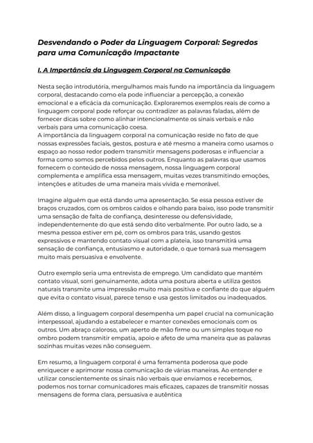 Desvendando O Poder Da Linguagem Corporal Segredospdf