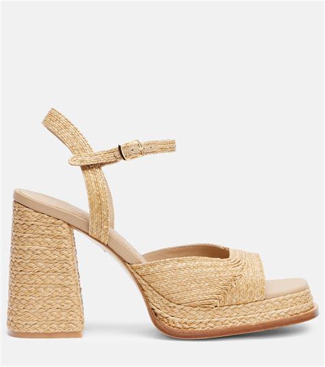 Gracia 95 Raffia Platform Sandals In Beige Souliers Martinez Mytheresa