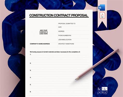 Editable Construction Contract Proposal Etsy