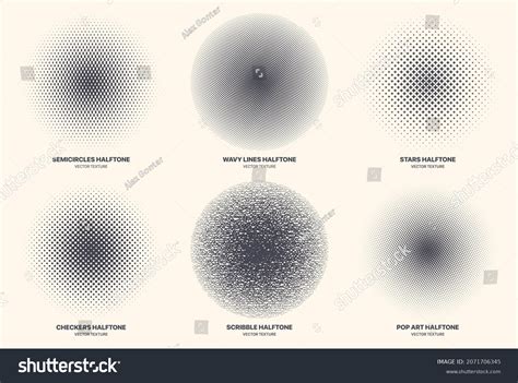Different Variations Modern Halftone Texture Set Stock Vector Royalty Free 2071706345