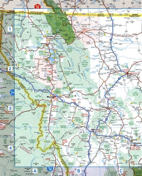 Map Montana On Idaho Border Montana Road Map With Cities And Towns Us