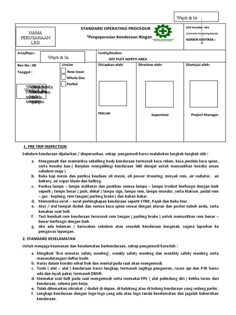 Sop Light Vehicle For Lbd Pdf