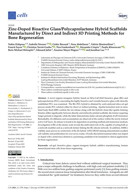 Pdf Zinc Doped Bioactive Glasspolycaprolactone Hybrid Scaffolds