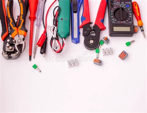 Electrical Tools And Components On White Background Stock Image Image Of Circuit Pliers
