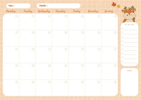 Premium Vector Cute Monthly Planner Pastel Colour