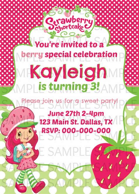 Strawberry Shortcake Birthday Party Invitation