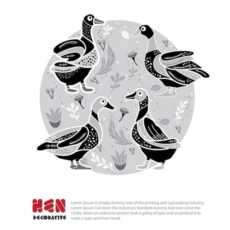 Premium Vector Ducks And Flower Decorative Vector Illustration