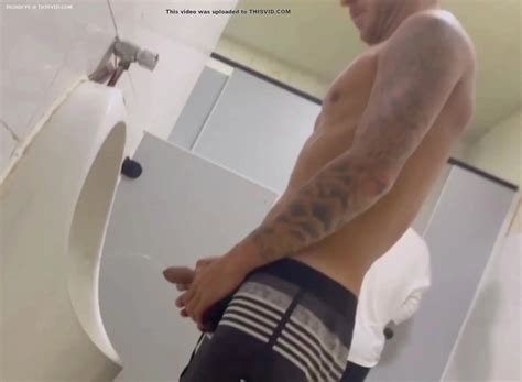 Urinal Hung Dude Peeing At Pool Urinals