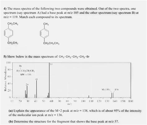 Solved 4 The Mass Spectra Of The Following Two Compounds