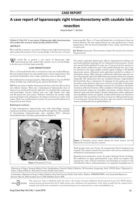 Pdf A Case Report Of Laparoscopic Right Trisectionectomy With Caudate Lobe Resection