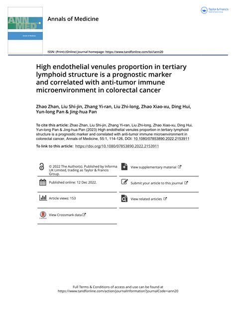 Pdf High Endothelial Venules Proportion In Tertiary Lymphoid Structure Is A Prognostic Marker