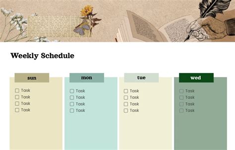 Vintage Weekly Schedule Template Affine Affine