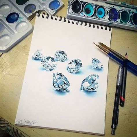 Watercolor Diamond Color Pencil Art Diamond Drawing Cool Drawings