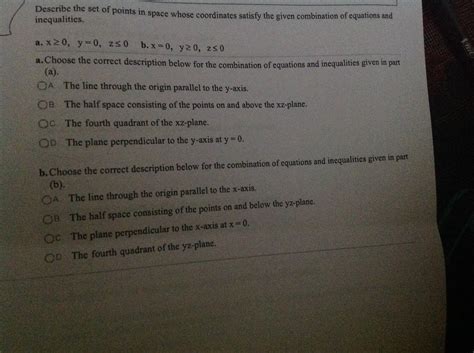 solved describe the set of points in space whose coordinates