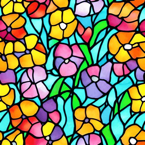 Stained Glass Flowers Pattern · Creative Fabrica