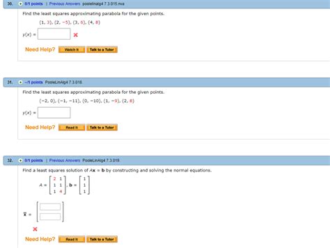 Solved 30 0 1 Points Previous Answers Poolelinalg4